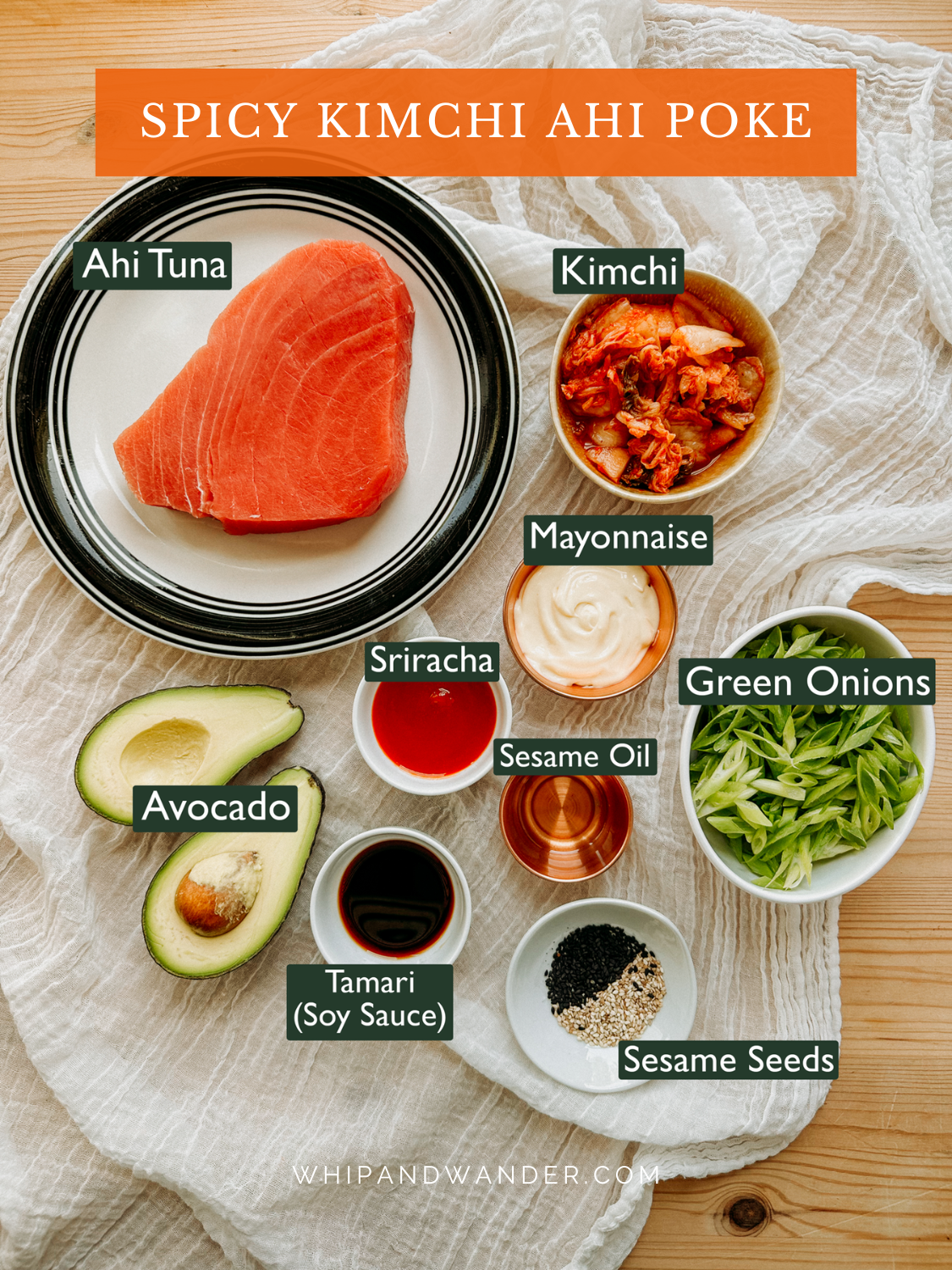 Spicy Kimchi Ahi Poke - Whip & Wander