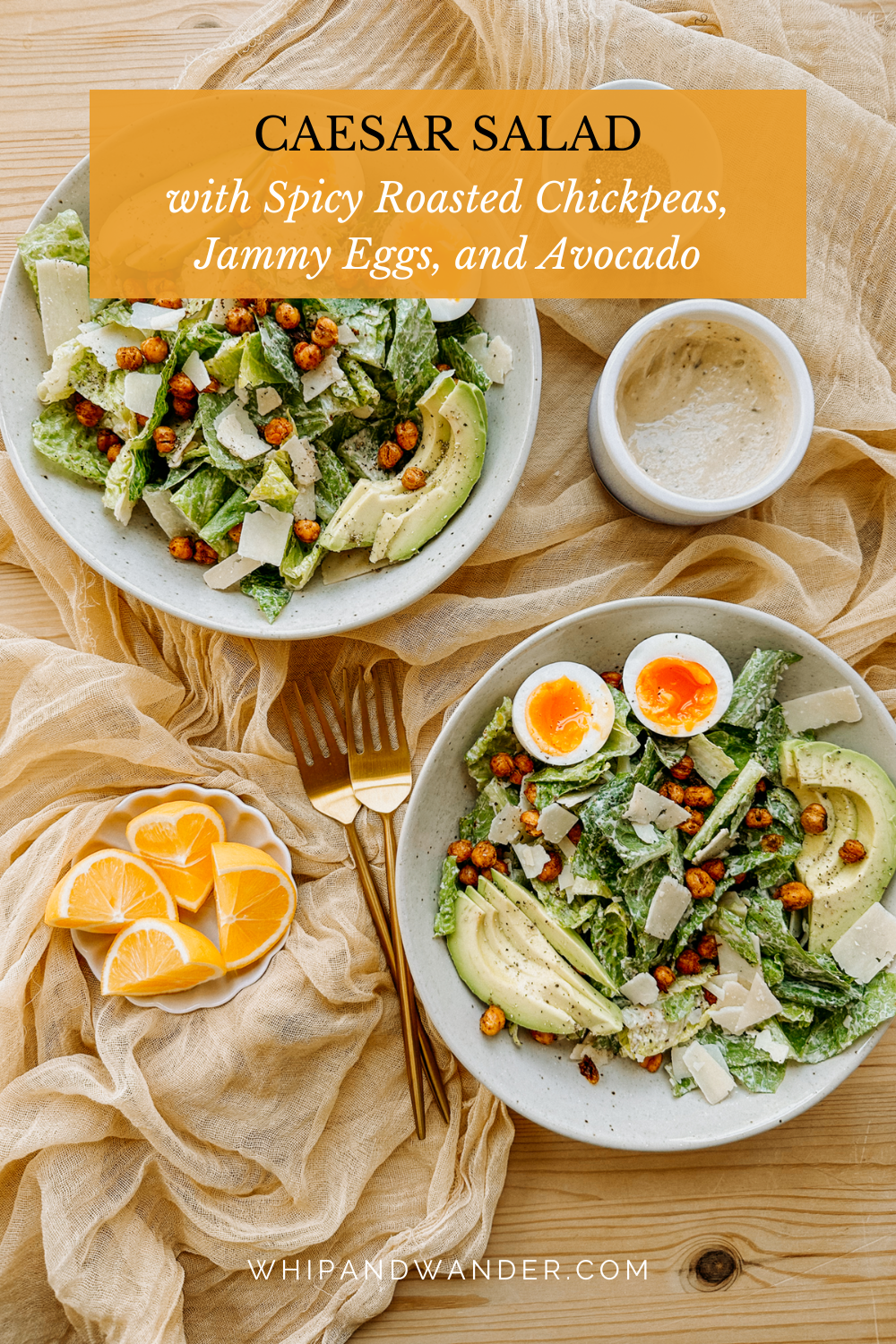 Caesar Salad with Spicy Roasted Chickpeas, Jammy Eggs, and Avocado ...