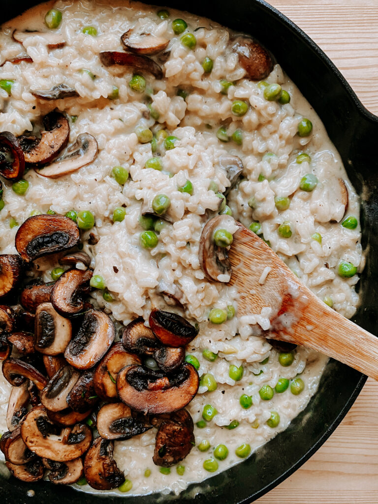 Risotto with Mushrooms and Peas - Whip & Wander