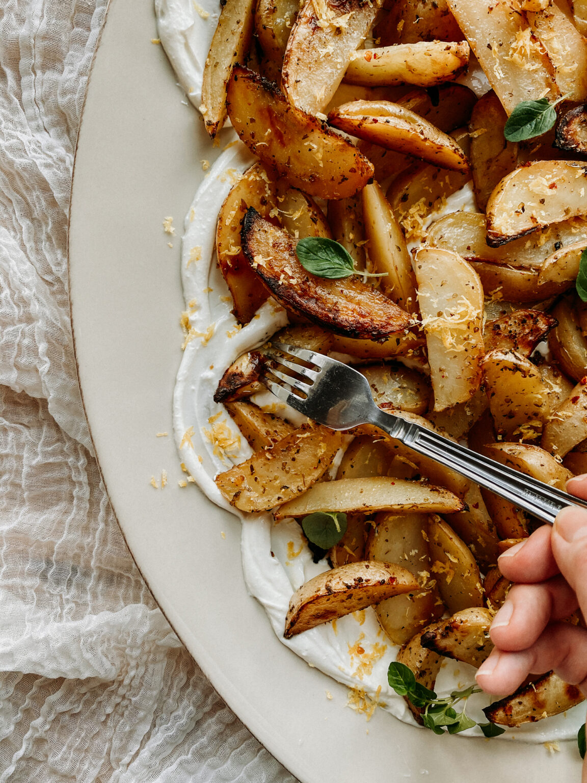 Roasted Greek Potatoes with Whipped Feta - Whip & Wander