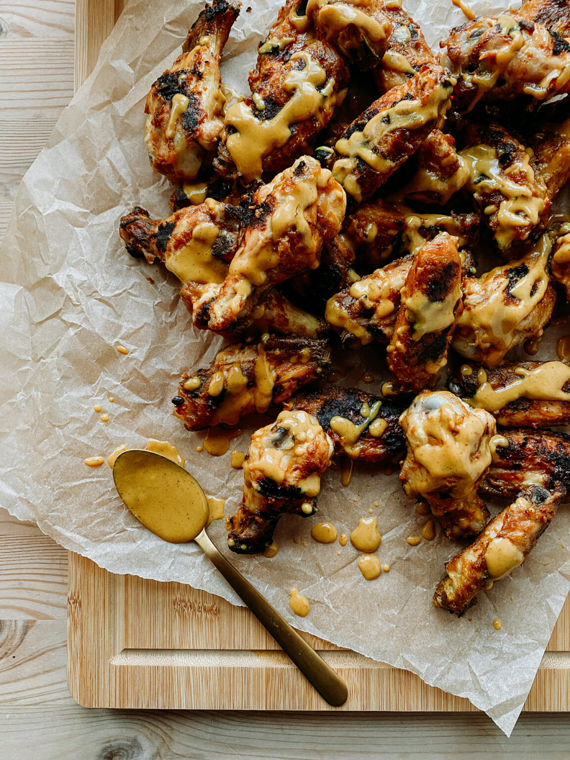 Grilled Chicken Wings with Carolina Gold Mustard BBQ Sauce - Whip & Wander