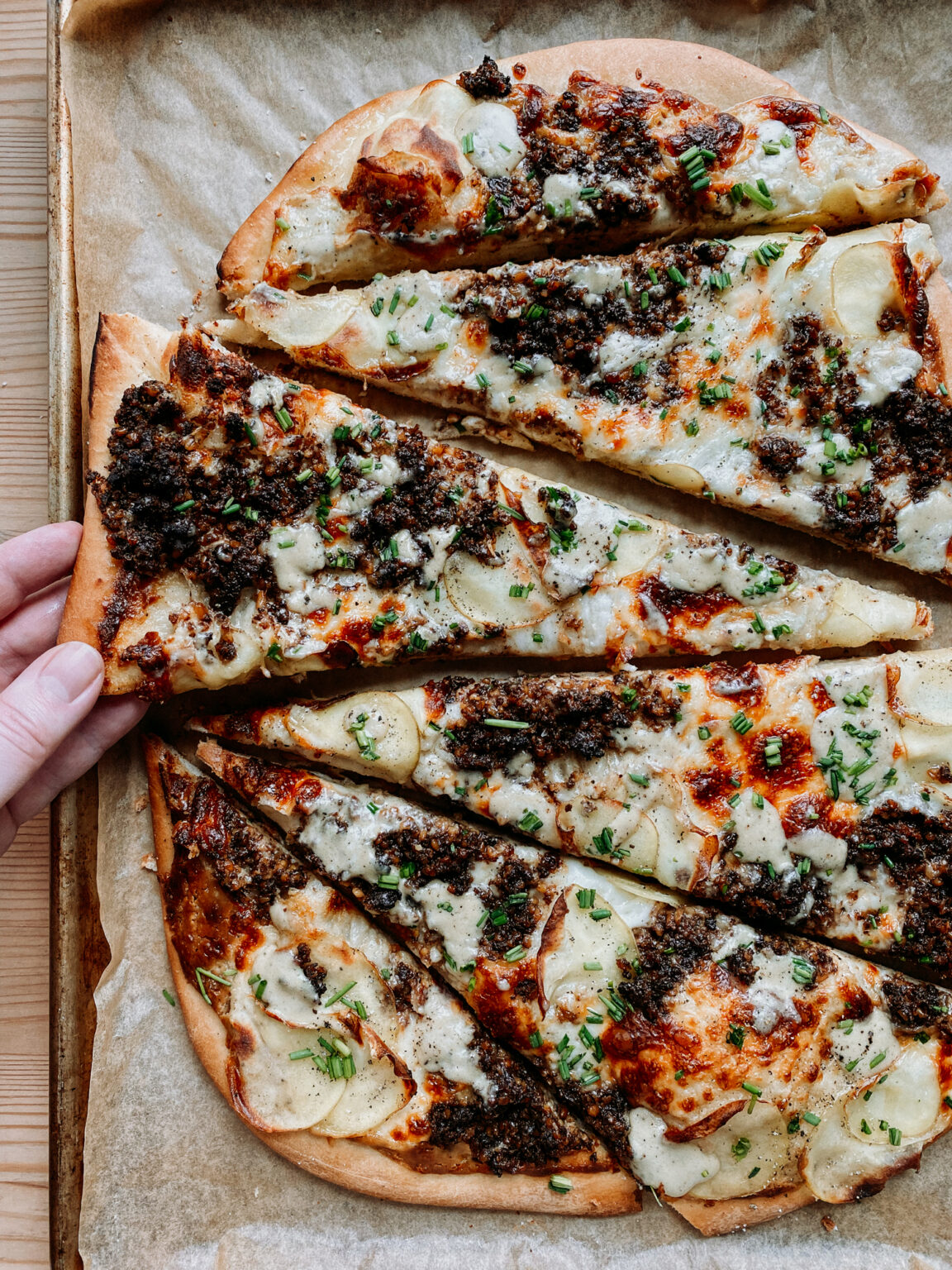 Haggis Pizza with Potatoes and Whisky Cream Sauce - Whip & Wander