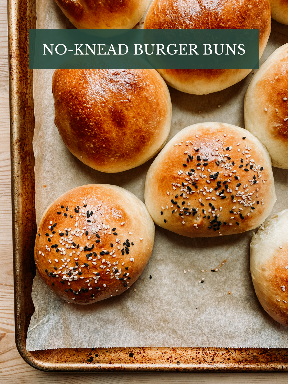 No-Knead Classic Burger Buns - Whip & Wander