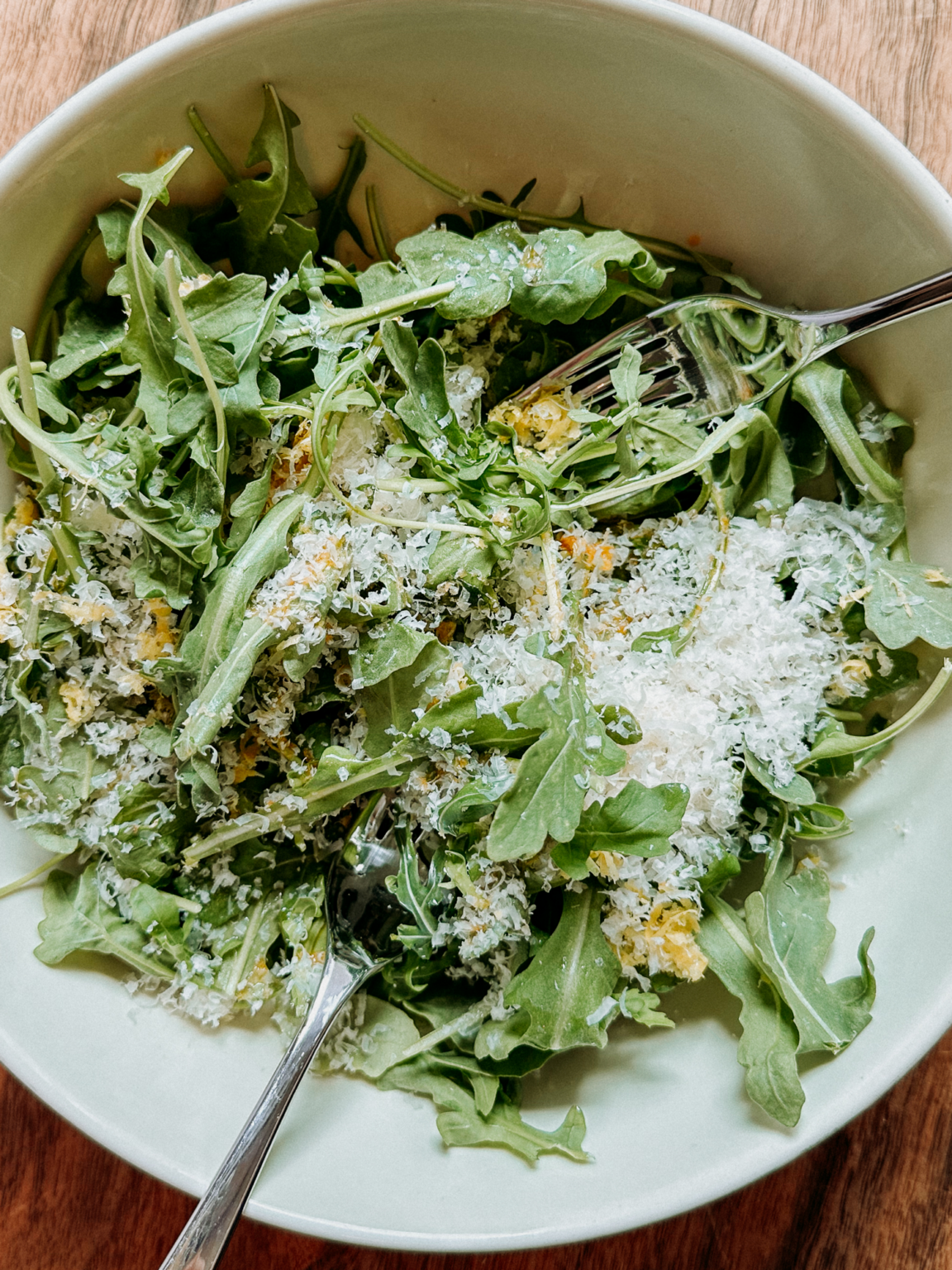 Arugula Salad with Calabrian Chili Oil, Lemon, and Parmesan - Whip & Wander