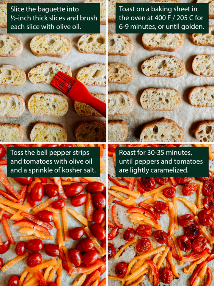 Roasted Pepper and Tomato Crostini with Whipped Feta - Whip & Wander